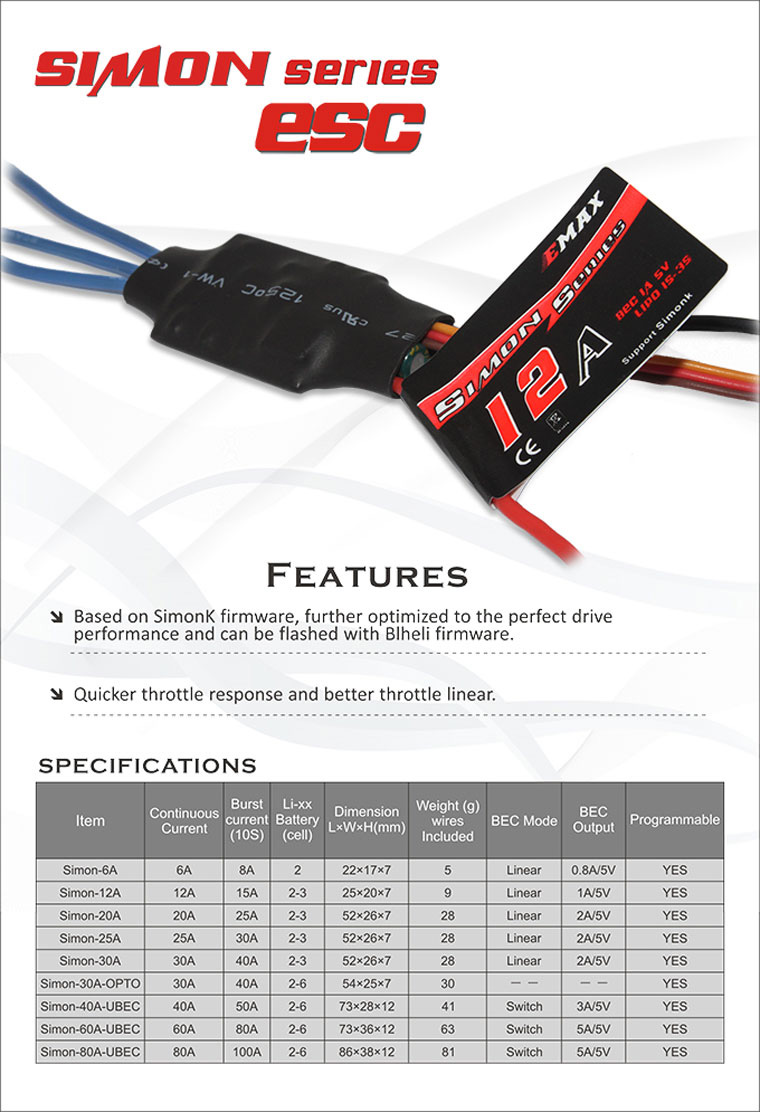 [팰콘샵] [EMAX] SimonK 12A ESC (예약판매)